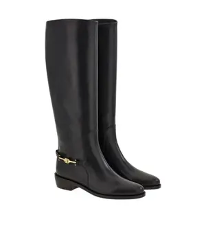 FERRAGAMO Knee High F Buckle Boots