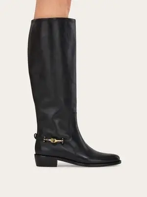 FERRAGAMO Knee High F Buckle Boots