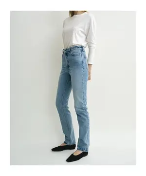 TOTEME Logo-patch High Waist Jeans - Blue