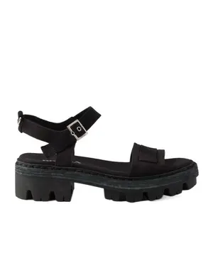 Prada Buckle Strap Platform Heeled Sandals - Black