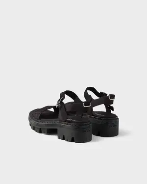 Prada Buckle Strap Platform Heeled Sandals - Black