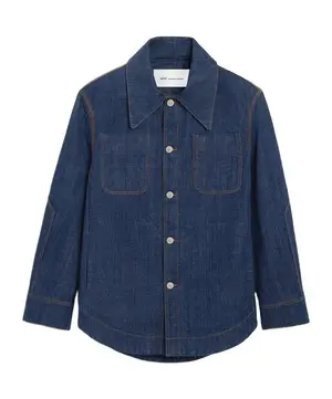 Ami Embossed Worker Overshirt - Blue
