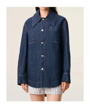 Ami Embossed Worker Overshirt - Blue