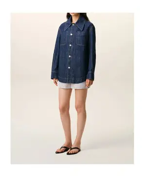 Ami Embossed Worker Overshirt - Blue