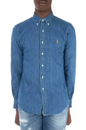 Ralph Lauren Polo Logo Embroidered Denim Shirt