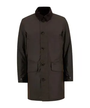 Barbour Cotton Buttoned Coat With Flap Pockets - Black