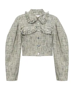 GANNI Raw Edge Tweed Blazer