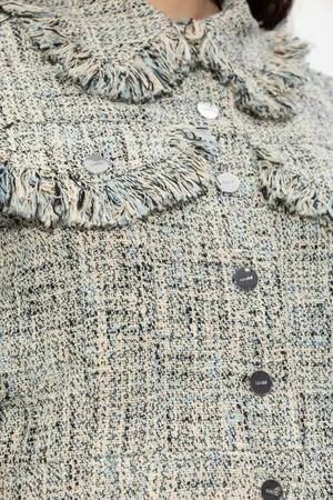 GANNI Raw Edge Tweed Blazer