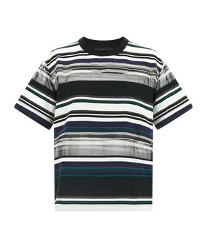 Sacai Sacai Striped Sheer Panel Crewneck T-Shirt No
