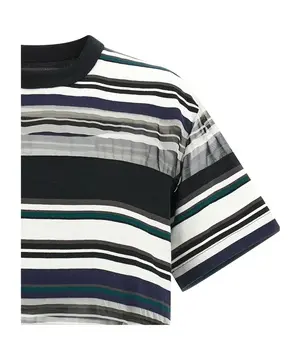 Sacai Striped Sheer Panel Crewneck T-shirt - No