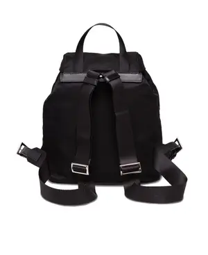 Prada Nylon Backpack With Triangle Logo Plaque - Black
