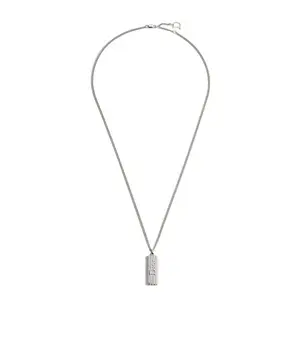 Dior Guilloché Plate Pendant Necklace - Silver