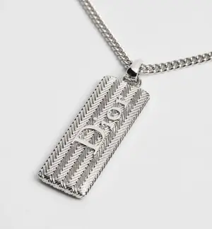 Dior Guilloché Plate Pendant Necklace