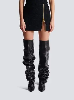 Balmain Short Zipped Tweed Skirt - Black