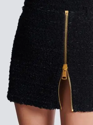 Balmain Short Zipped Tweed Skirt - Black