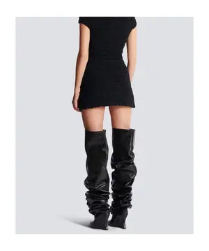 Balmain Short Zipped Tweed Skirt - Black