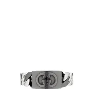 Gucci Interlocking G Band Ring In Sterling Silver - Gray
