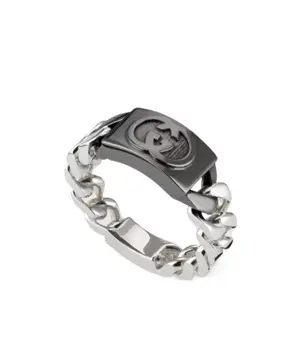 Gucci Interlocking G Band Ring In Sterling Silver