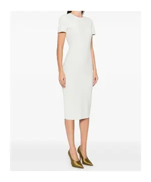 Victoria Beckham Short-sleeve Midi Dress - White