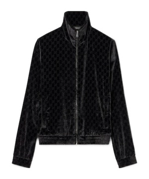 Gucci Gg Velvet Devoré Zipped Jacket - Black