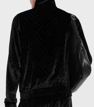 Gucci Gg Velvet Devoré Zipped Jacket - Black