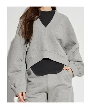 Attico Logo Embroidered V-neck Sweatshirt - Gray