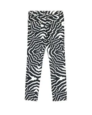 Just Cavalli Zebra Printed Straight Leg Jeans - Black
