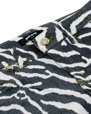 Just Cavalli Zebra Printed Straight Leg Jeans - Black