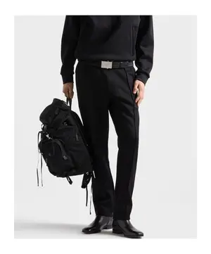 Prada Cotton Fleece Pants With Re-nylon Details - Black