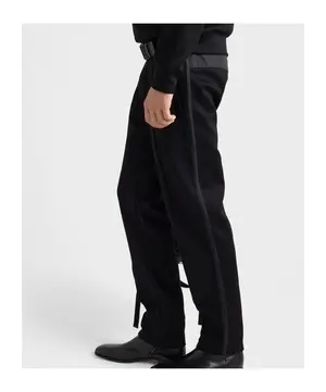 Prada Cotton Fleece Pants With Re-nylon Details - Black