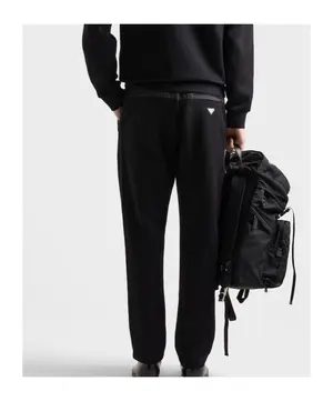 Prada Cotton Fleece Pants With Re-nylon Details - Black