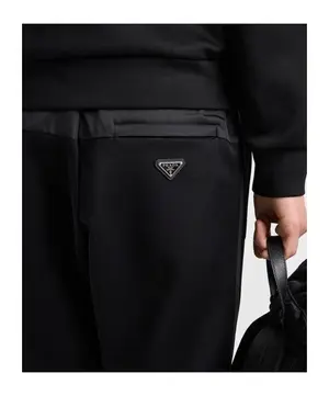 Prada Cotton Fleece Pants With Re-nylon Details - Black