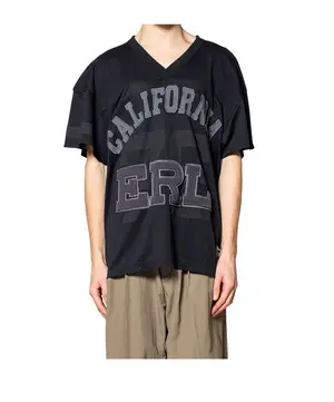 ERL Mesh Logo V-neck Short Sleeve Polo Shirt