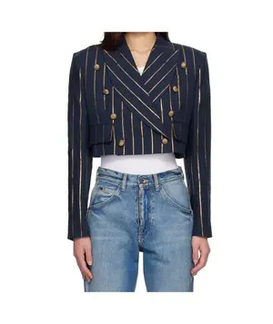 VIVIENNE WESTWOOD Double Breasted Cropped Blazer - Navy