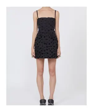 Sportmax Silk Organza Hourglass Dress With Geometric Neckline And Polka Dot Pattern