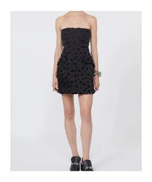 Sportmax Silk Organza Hourglass Dress With Geometric Neckline And Polka Dot Pattern