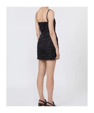 Sportmax Silk Organza Hourglass Dress With Geometric Neckline And Polka Dot Pattern