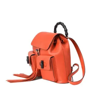 Gucci Bamboo Grain Leather Backpack - Red