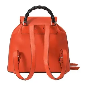 Gucci Bamboo Grain Leather Backpack - Red