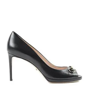 Gucci Horsebit Detail Peep-toe High Heels - Black