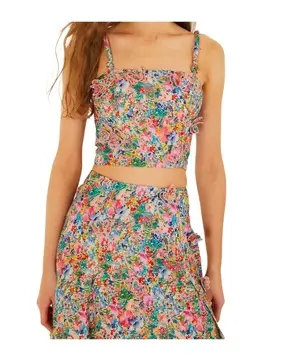 Farm Rio Peasant Floral Butterflies Top
