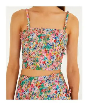Farm Rio Peasant Floral Butterflies Top