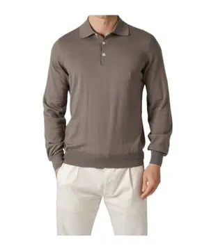 Brunello Cucinelli Long-sleeve Polo Shirt - Gray