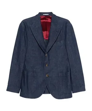 Brunello Cucinelli Single Breasted Long Sleeved Blazer - Blue