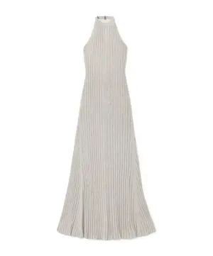 TOM FORD Metallic Halterneck Ribbed Knit Maxi Dress
