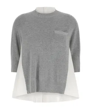 Sacai Crewneck Pleated Back Shirt Jumper