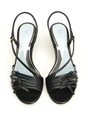 Valentino Garavani Strappy Heeled Sandals With Bow Detailing - Black