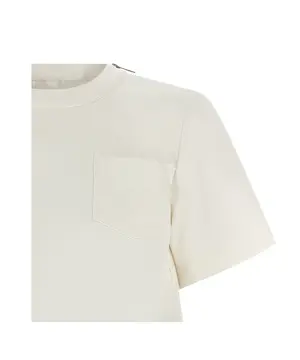 Sacai Pleated-back Crewneck Denim Dress - White