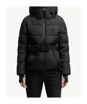 Moncler Belted Hooded Down Jacket - Black