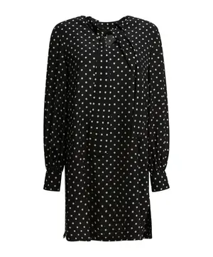 Valentino Garavani Polka Dot Printed Long-sleeve Dress